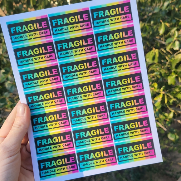 Handmade | Design | Multicolor Fragile Handle With Care Stickers | Poshmark